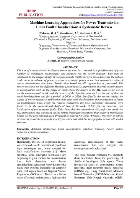 Pdf Machine Learning Approaches For Power Transmission Lines Fault
