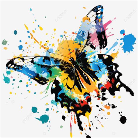 페인트 뿌려 놓은 것 요와 화려한 나비 그림 나비 자연 삽화 Png 일러스트 및 이미지 에 대한 무료 다운로드 Pngtree