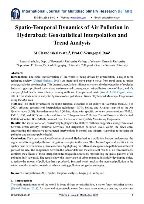 Pdf Spatio Temporal Dynamics Of Air Pollution In Hyderabad Geostatistical Interpolation And
