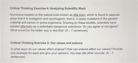 Solved Critical Thinking Exercise Analyzing Scientific Chegg