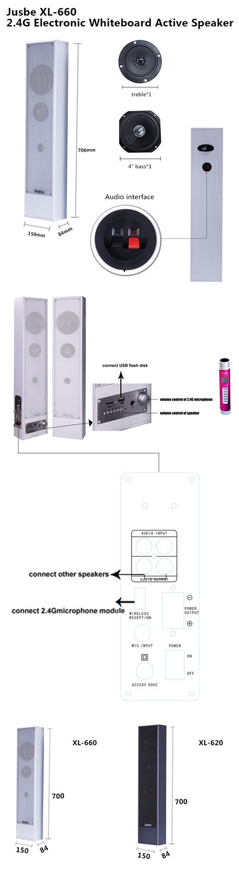 Classroom PA System W Ohm Active Column Multimedia Speaker Loud Manufacturers China Active