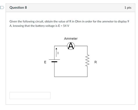 solved question 8 1 pts given the following circuit obtain