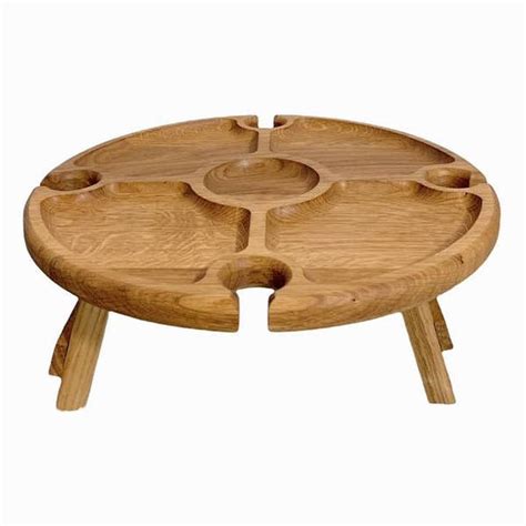 Деревяний винний столик для закусок на 4 келиха 35 см — ціна 500 грн у каталозі Таці Купити