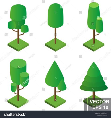 Trees Isometric Set View Above Your Stock Vector Royalty Free Shutterstock