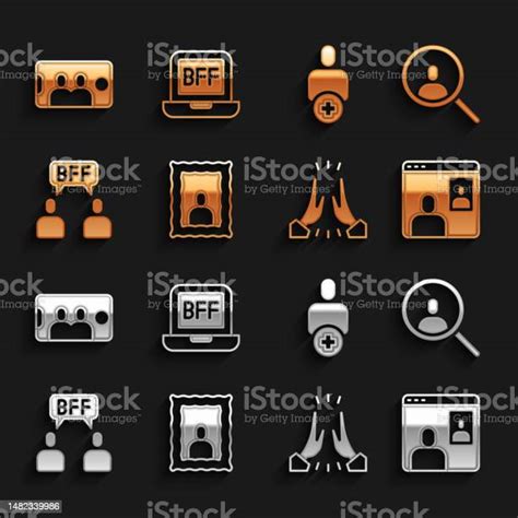 액자 검색용 돋보기 화상 채팅 회의 비공식 인사말 Bff 가장 친한 친구 추가 셀카 모바일 및 아이콘 설정 벡터 1위에 대한 스톡 벡터 아트 및 기타 이미지 Istock