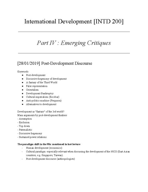 4 Emerging Critiques International Development [intd 200