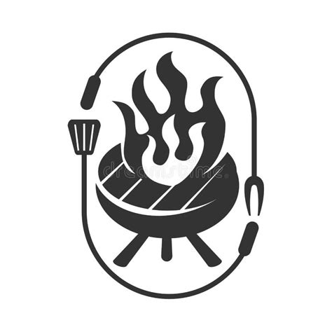Hot Grill Logo Template Icon Illustration Brand Identity Stock Vector
