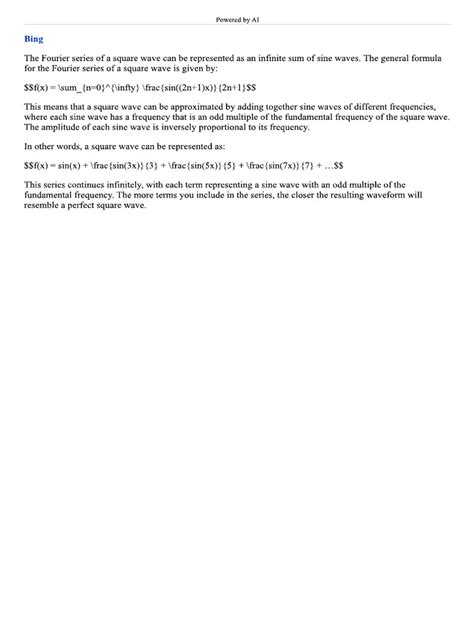 Fourier Series Of Square Wave Pdf