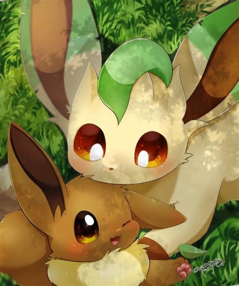 Eevee And Leafeon Pokemon Drawn By Ponnurunuruparty26 Danbooru