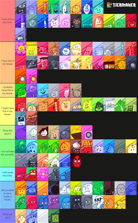 Bfdi Characters Based On If I Have Them In My House R Battlefordreamisland