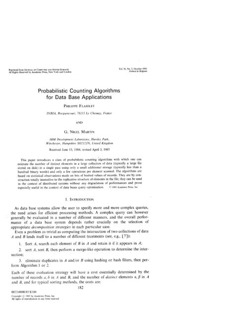 Probabilistic Counting Algorithms For Database Applications Flajolet