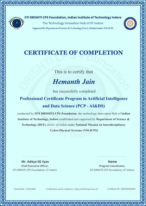Ai And Data Science From Drishti Cps Iit Indore Intellipaat