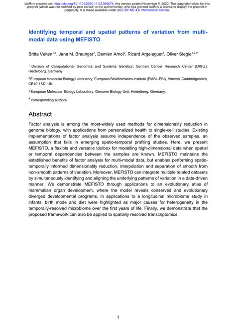 Pdf Identifying Temporal And Spatial Patterns Of Variation From Multi Modal Data Using Mefisto