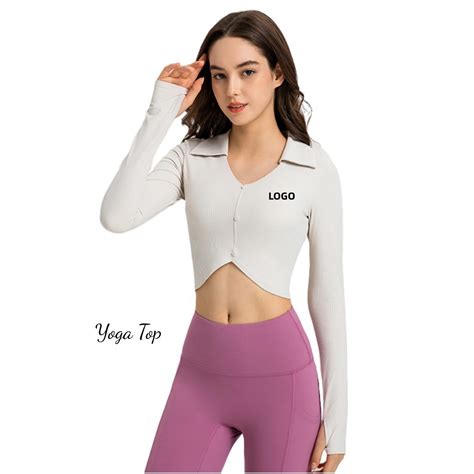 Ribbed Long Sleeve Padded Elastic Breathable Sexy Crop Yoga Top Yoga