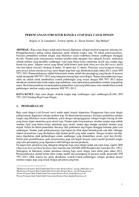 (PDF) PERENCANAAN STRUKTUR RANGKA ATAP BAJA CANAI DINGIN
