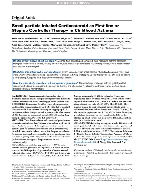 Pdf Small Particle Inhaled Corticosteroid As First Line Or Step Up Controller Therapy In