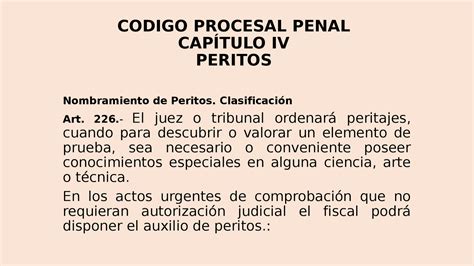 Código Procesal Penal Capítulo Iv Peritos Cheat Sheet Forensics