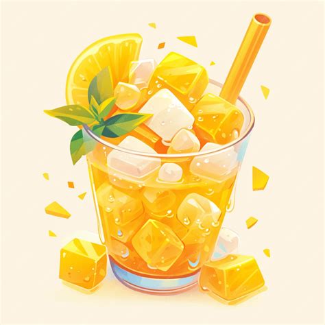 Premium Vector Silky Mango Lassi Dessert Cartoon Drawing