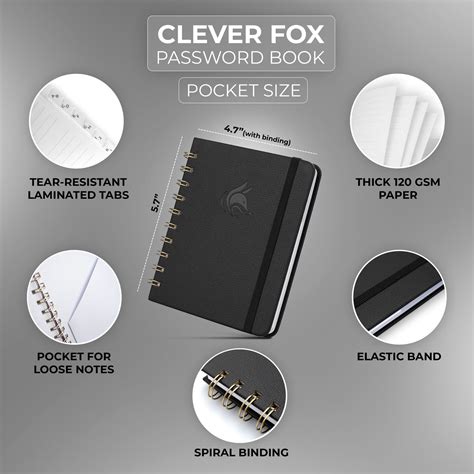 Password Book Spiral Bound Clever Fox®