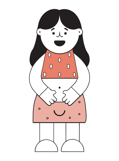 Cute Girl Holding Her Tummy 60605032 Vector Art At Vecteezy
