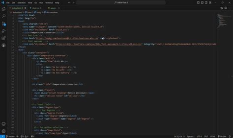 completed a temperature converter website using html css and