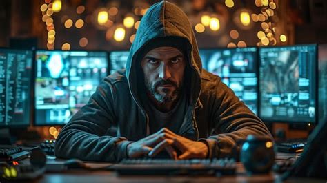 Premium Photo Dark Web Hooded Hacker Cyber War Concept