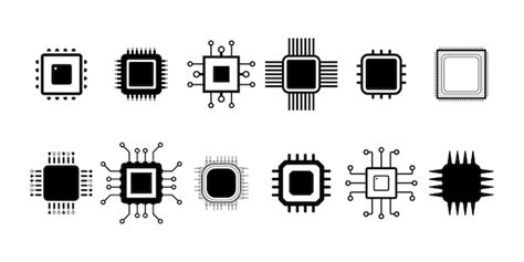Premium Vector Chip Icons Set Or Cpu Microprocessor Chip Icon And Electronic Chip Vector Icon