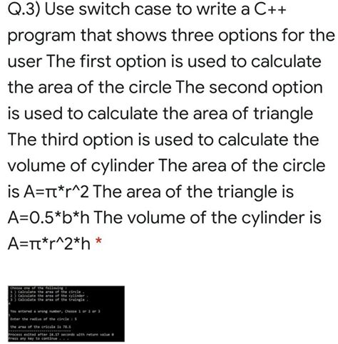 Solved Q3 Use Switch Case To Write A C Program That
