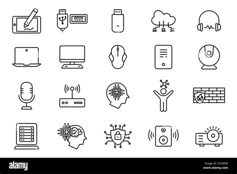Computer Technology Icon Set Laptop Monitor Cloud Computing