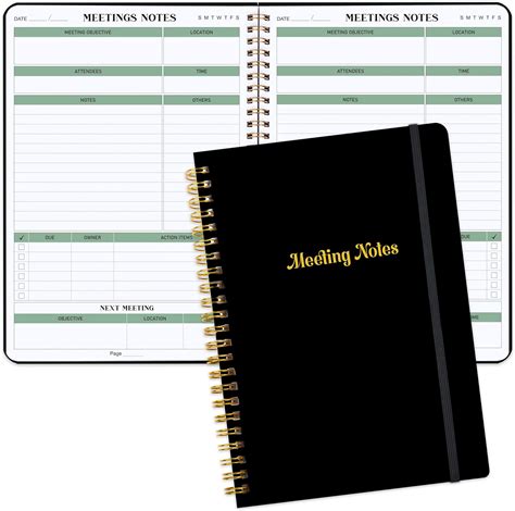 Meeting Notebook For Work With Action Items Project Planner Notebook For Note