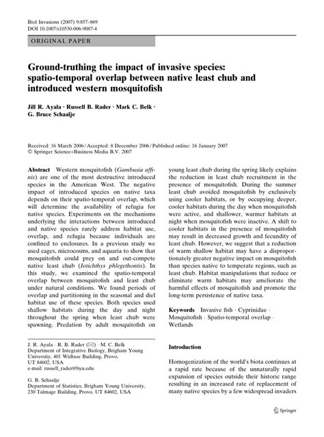 Pdf Ground Truthing The Impact Of Invasive Species Spatio Temporal