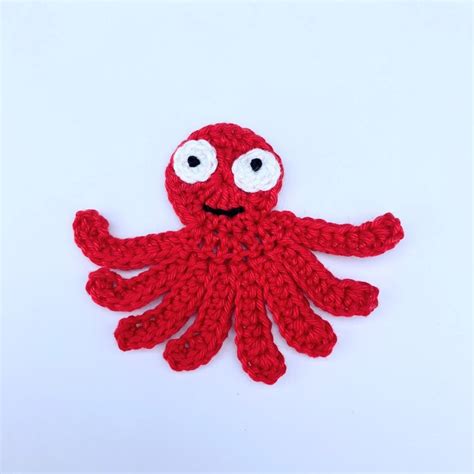Crochet Applique 1 Large Crochet Applique Octopus In Red Cards Scrapbooks Appliques And