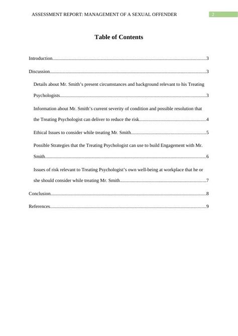 Assessment Report Management Of A Sexual Offender Desklib