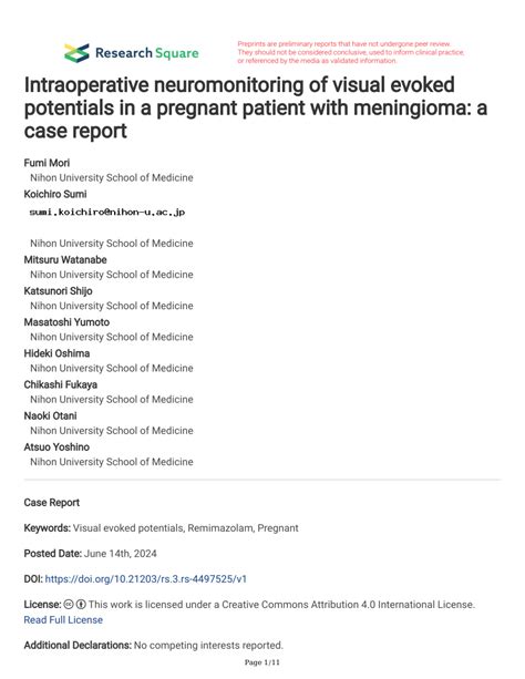 Pdf Intraoperative Neuromonitoring Of Visual Evoked Potentials In A