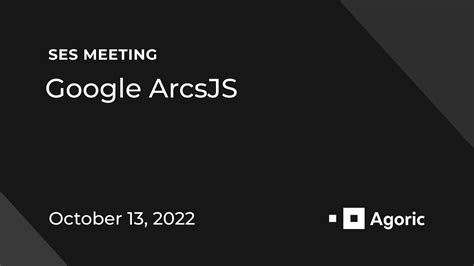 SES Meeting Google ArcsJS YouTube
