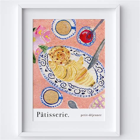 French Pâtisserie Art Print Watercolour Pastry Poster By Artist Holly