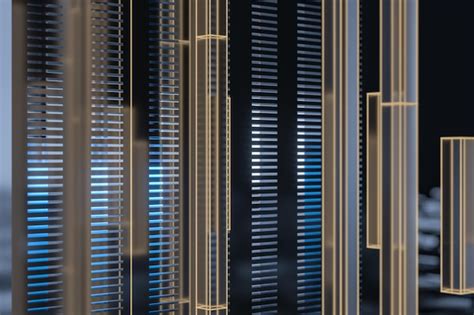 Premium Photo Blue And Golden Cube With Glass Material 3d Rendering