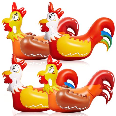 Arrowbash 2 Pcs 66 Inch Giant Chicken Fight Inflatable Pool Float Game