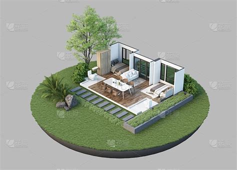 3d渲染，建筑布局和室内设计素材 花瓣网