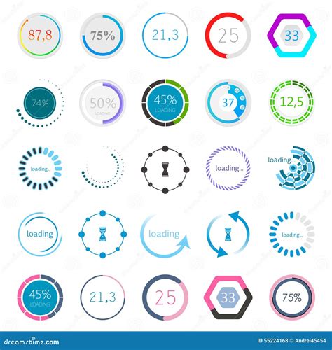 Set Of Preloaders And Loading Bars Stock Illustration Illustration Of