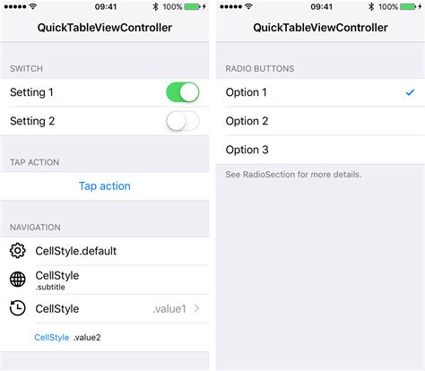 Quicktableviewcontroller On
