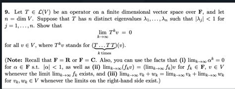 Solved N Let T E L V Be An Operator On A Finite Chegg Com