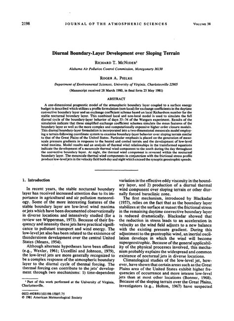 Pdf Diurnal Boundary Layer Development Over Sloping Terrain