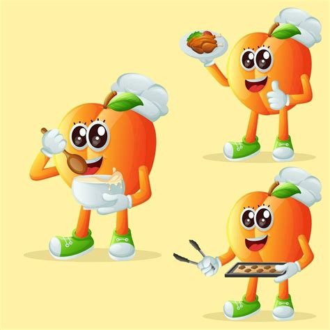 Cute Apricot Character In The Kitchen 23643035 Vector Art At Vecteezy