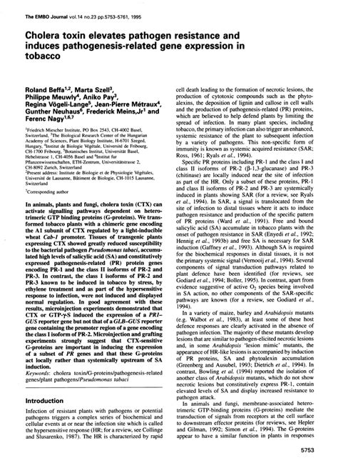 Pdf Cholera Toxin Elevates Pathogen Resistance And Induces