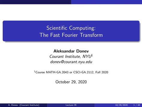 Pdf Scientiﬁc Computing The Fast Fourier Transform Dokumentips