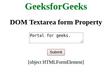HTML DOM Textarea Form Property GeeksforGeeks