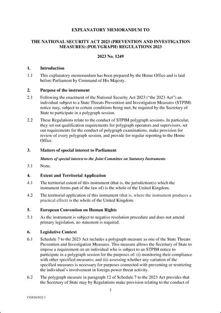 The National Security Act 2023 Prevention And Investigation Measures Polygraph Regulations