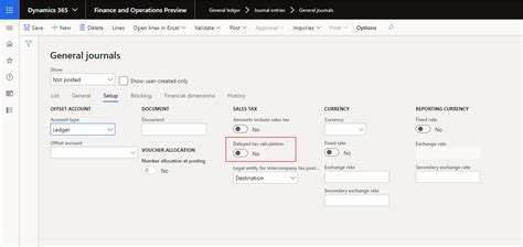 为日记帐启用延迟税金计算 finance dynamics 365 microsoft learn