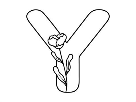 식물 잎 알파벳 문자 Y 그림 프리미엄 벡터